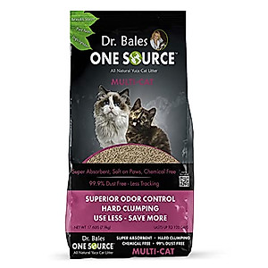 SPOT by Ethical Products – Dr Bales One Source 100% Natural Cat Litter from Yuca Root/Cassava - Dust Free Odor Controlling Premium Clumping Cat Litter 17.6 lbs - Large (34004)