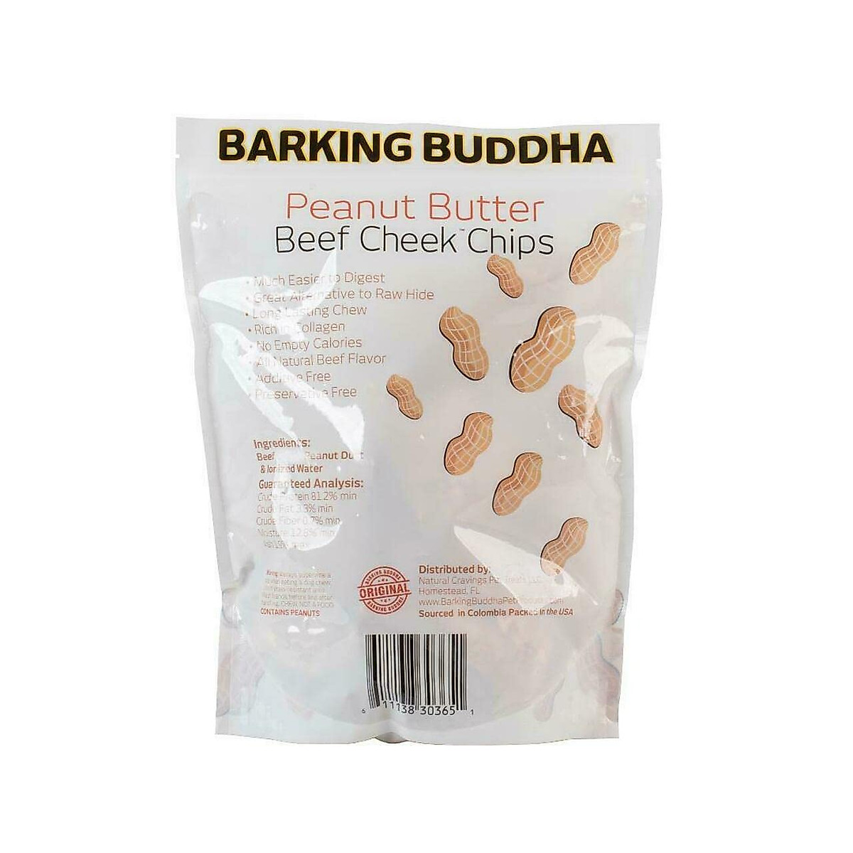 Barking Buddha Beef Cheek Chips | Extra Thick 2"-4" All Natural Rawhide Alternative No Hide Premium Dog Chew Strips | Peanut Butter | (Pack of 3-1LB Bags)
