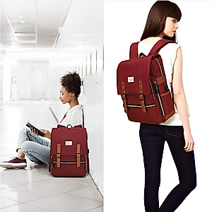 Modoker Upgraded Teal Vintage Laptop Backpack College School Bookbag for Women Men, Slim Travel Laptop Backpack with USB Charging Port Computer Bag Casual Rucksack Daypack Green