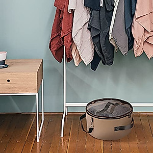 Pehciroe Hat Boxes for Women & Men Storage Large Felt Hat Boxes Storage Round Foldable Hat Carrier Travel Cowboy Hat Storage Box Storage for Hats Toy Clothes with Lid, Khaki