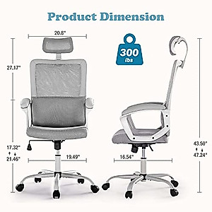 Desk Chair - Office Chair High Back Mesh Computer Chair with Lumbar Support Adjustable Height Swivel Home Office Chair