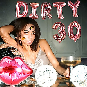 LaVenty DIRTY 30 Balloons Dirty 30 Letter Balloons 30 Balloons Red Lips Balloon Dirty 30 Banner 30th Birthday Decoration 30th Birthday Balloons