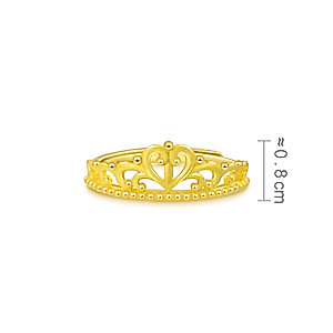 CHOW SANG SANG 999.9 24K Solid Gold Price-by-Weight 2.99g Gold Crown Ring for Women 90227R | Adjustable Size