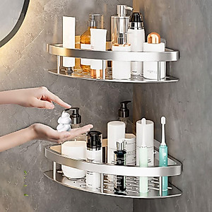 Kysren Bathroom Shower Caddy Corner: 2 Pack Shower Shelves, Sturdy Bathroom Organizers Wall Adhesive No Drilling, Shower Accessories Storage Holder