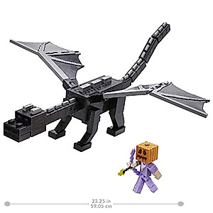 Minecraft Ultimate Ender Dragon 20-Inch Action Figure, Mist-Breathing, Plus Color-Change Steve 3.25-in Figure & Accessories