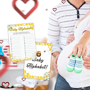 DYIRBIIY Honey Bee Themed Baby Shower Game Cards, Baby Alphabet Double Sided - 30 in Pack (5 X 7 inches)-（BABYYX-003）