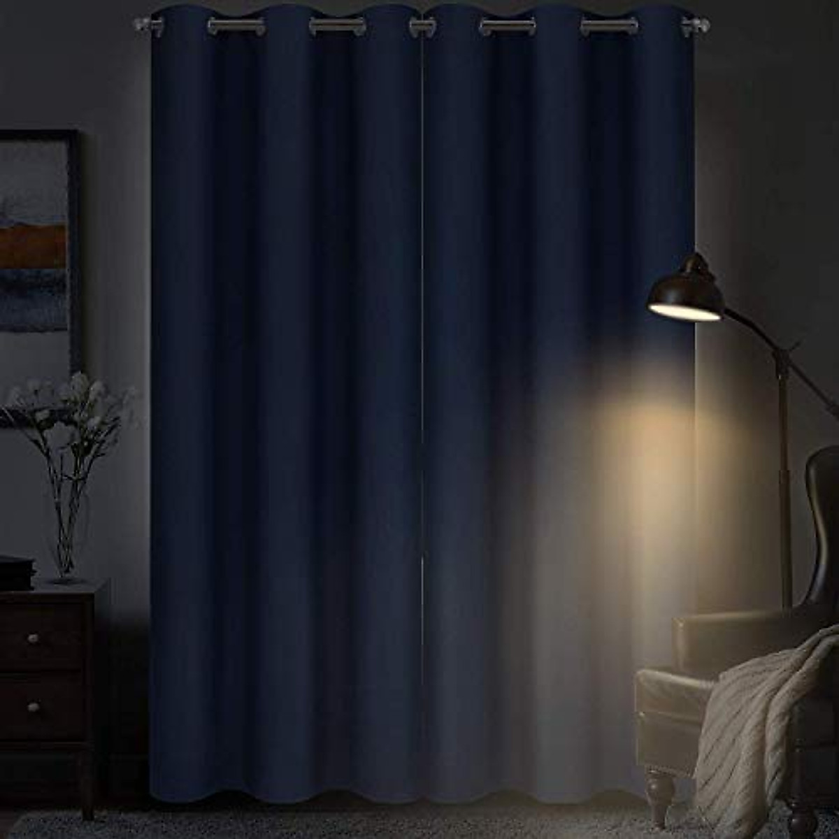 Diraysid Blackout Curtains for Bedroom Grommet Thermal Insulated Room Darkening Curtains (42 x 84 Inch, 2 Panels, Navy Blue)