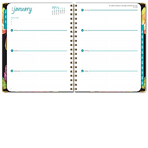 HARDCOVER 2024 Planner: (November 2023 Through December 2024) 8.5"x11" Daily Weekly Monthly Planner Yearly Agenda. Bookmark, Pocket Folder and Sticky Note Set (Black Watercolor Butterflies)