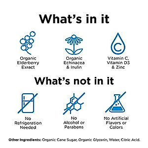 Mommy's Bliss Organic Baby Elderberry Drops, Immune Support with Vitamins, Prebiotics, Zinc & Organic Echinacea, Age 4 Months +, 3 Fl Oz (36 Servings)