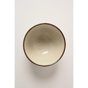 Mino ware Japanese Pottery Rice Bowl Matte White with Brown Edge made in Japan (Japan Import) KSC009