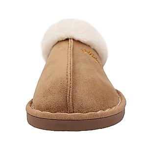 SUSHAN Womens Slippers Soft Plush Warm House Shoes Anti-Slip Fluffy Indoor/Outdoor Slippers Tan 40-41