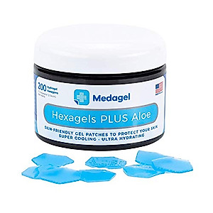 Medagel Hexagels Plus Aloe Vera - Hydrogel Pads Protection & Treatment | Blister Prevention | Instant Cooling and Soothing Relief of Skin Irritations | 200ct Hexagon Pads (Original Formula)