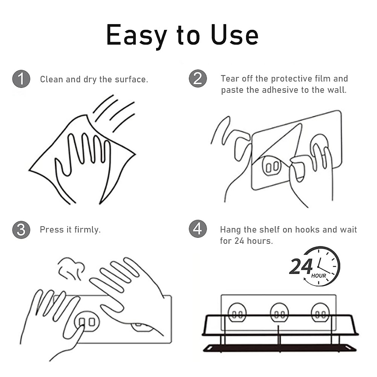 Ewerex Shower Caddy Adhesive Strips Replacement, Waterproof Transparent Shower Adhesive Sticker, No Drilling Strong Hook Strip for Bathroom Storage Shelves Kitchen Racks - 2 Pack
