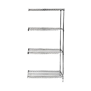 Quantum Storage Systems Wire 4-Shelf Add-on Unit - 12" x 36" x 74" - Chrome