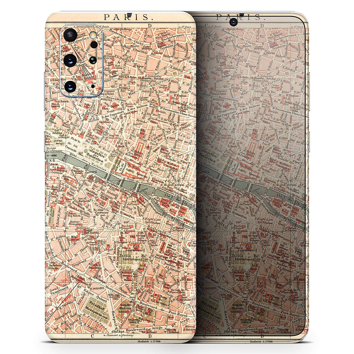 DesignSkinz The Vintage Paris Overview Map Protective Vinyl Decal Wrap Skin Cover Compatible with The Samsung Galaxy S20 (Screen Trim & Back Glass Skin)