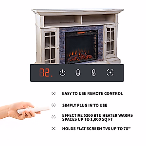 Allen Home Bennett 66 inch Freestanding Electric Fireplace TV Stand - Farmhouse Ivory, ASMM-017-2866-S404-T