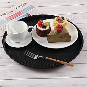 Pekky 4 Packs Plastic Round Serving Trays, Multi-Purpose Fast Food Trays, RE