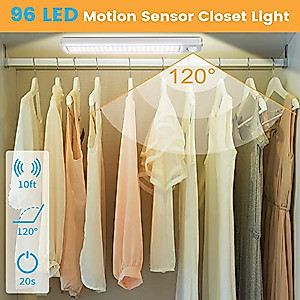 Under Cabinet 96 LED Rechargeable Magnetic Lights for Kitchen with Motion Sensor