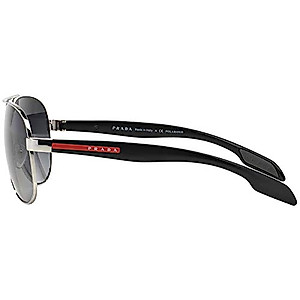 Prada Linea Rossa Lifestyle PS 53PS 1BC5W1 Steel Metal Aviator Sunglasses Grey Gradient Polarized Lens