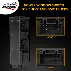 Driver Side Master Power Window Switch Gray | for 1999 2000 2001 2002 Chevy Silverado GMC Sierra 1500, 2500, 2500 HD, 3500 2-Doors Pickup Truck | Replace # 15047637
