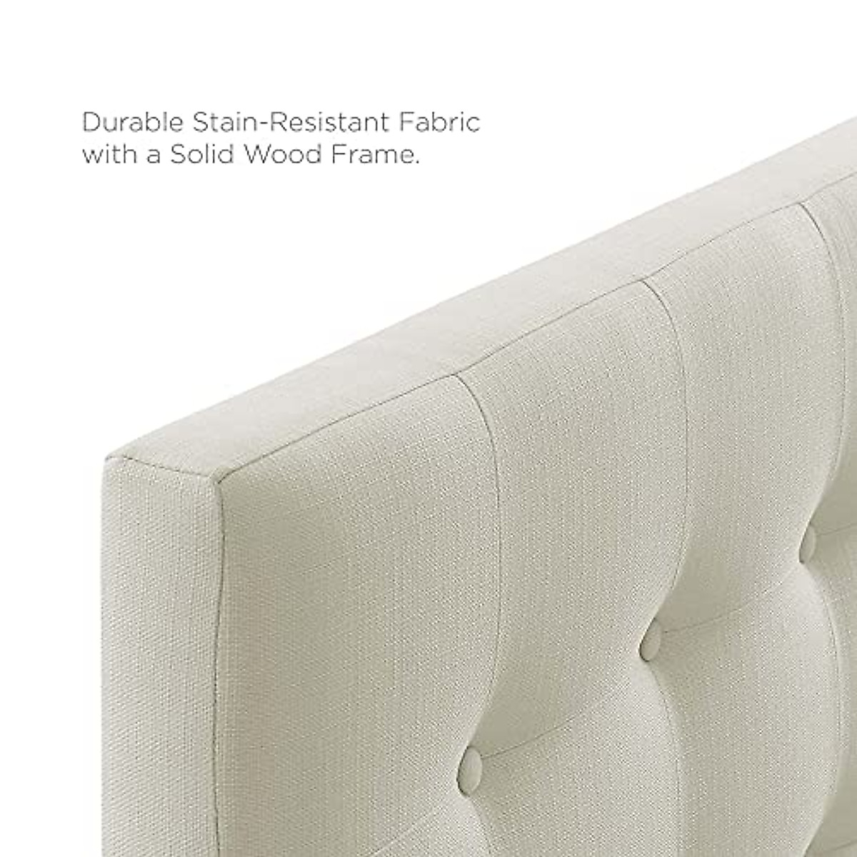 Modway Emily Tufted Button Linen Fabric Upholstered Full Headboard in Ivory