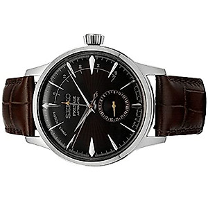 SEIKO PRESAGE Power Reserve"Black Cat Martini" Brown Dial Leather Watch SSA393J1