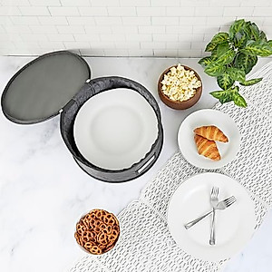 2 Pack 8" Bowl and Dessert Plate Storage Cases - China Storage Container - Stackable With Padded Interior to Store and Transport Your Fine China Dinnerware Dishes - 24 Felt Pads Included - Gray