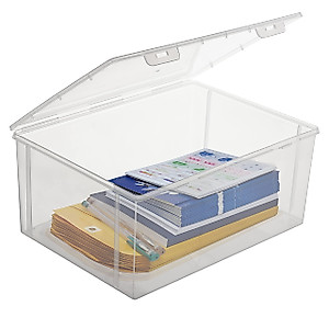 EZOWare 9 Pieces Clear Plastic Flip Top Latching Storage Box Container, Stackable Hinged Organization Bins With Latch Lid For Craft Room, Small Hobby - 3 Sizes