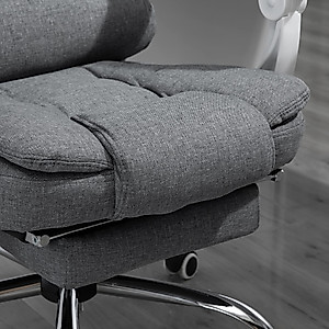 Vinsetto High-Back Executive Office Chair with Footrest, Linen-Fabric Computer Chair with Padded Armrests, Ergonomic Office Chair, Gray