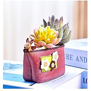 Novelty and Cute Little Things Umbrella Coin Bag Flower Pot Garden Flower Pot Resin Succulent Potted Bonsai Plant Stand Home Desk Mini Ornaments Without PlantsFlower Series Coin Bag Flower Pot