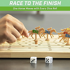 GoSports Derby Dash Horse Race Game Set - Tabletop Horse Racing with 2 Dice and Dry Erase Scoreboard