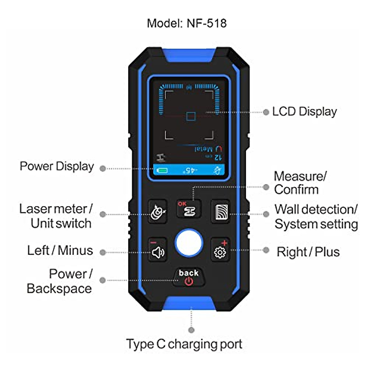 NOYAFA Stud Finder for Walls, Rechargeable Stud Finder Wall Scanner Wall Metal Detector for Wood Magnetic Metal AC Wire, Support Voice Broadcast, HD LCD Screen