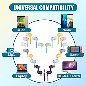 250 Pack Earbuds Bulk Kids Earbuds Headphones Classroom Earphones with Wire Ear Headphones for Schools Classrooms Libraries Children Students Gift (Multi Colors)