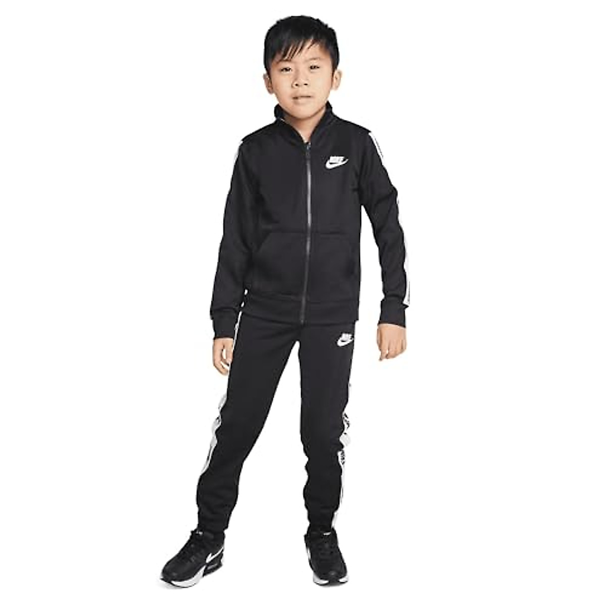 Nike Boy's Tricot Tracksuit Two-Piece Set (Little Kids) Black/White 7 Little Kid