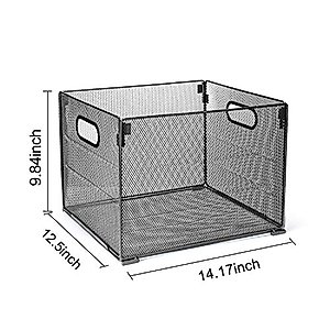 Samstar File Folder Box, Mesh Hanging File Organizer File Crate Folder Bin Holder Storage Box, Letter Size, Black