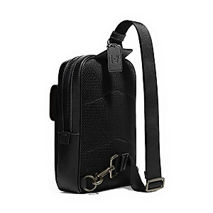 COACH Track Pack Fashion Backpack Daypack In Signature Canvas Leather (QB/Charcoal/Black Multi With Patches - Villains)