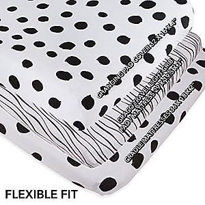 Changing Pad Cover Set | Cradle Sheet 2 Pack 100% Jersey Cotton Black and White Abstract Stripes and Dots by Ely's & Co