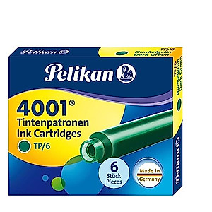 Pelikan 4001 TP/6 Ink Cartridges for Fountain Pens, Dark Green, 0.8ml, 6 Pack (300087)