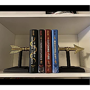 Large Gold Arrow Metal Bookends | Heavy, Decorative, Farmhouse, & Unique for The Bookshelf by Wallcharmers