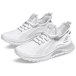 HiGropcore Women's Running Shoes Fashion Sneakers, Lightweight Mesh Walking Shoes Athletic Casual Sport Shoes Low-Top HN4-25 White