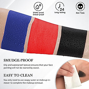 4 Colors Face Paint Kit, Sports Events Special Effects Makeup Kit， Eye Black Sticks Cream Blendable Body Paint Sticks for Softball Baseball Football Sports Halloween Cosplay Costume Makeup