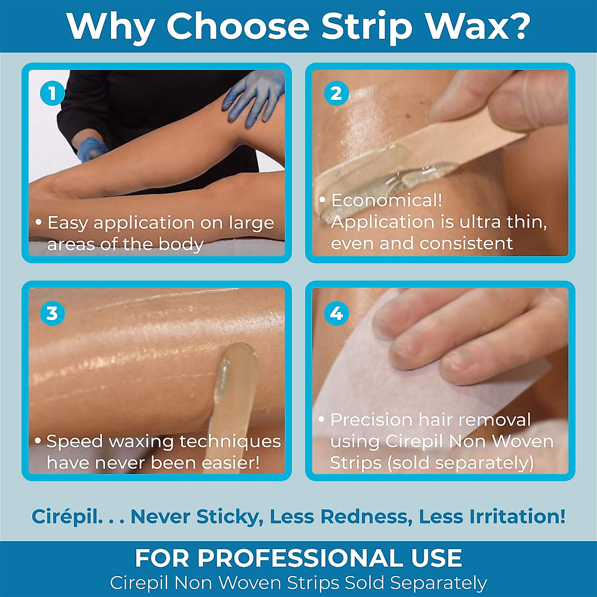 Cirepil - Cristal Ocean - 400g / 14.11 oz Wax Tin - Unscented - Ultra-Fluid Gel Texture - Perfect for Large Body Areas & Sensitive Skins - Rosin & Beeswax Free - Strips Needed