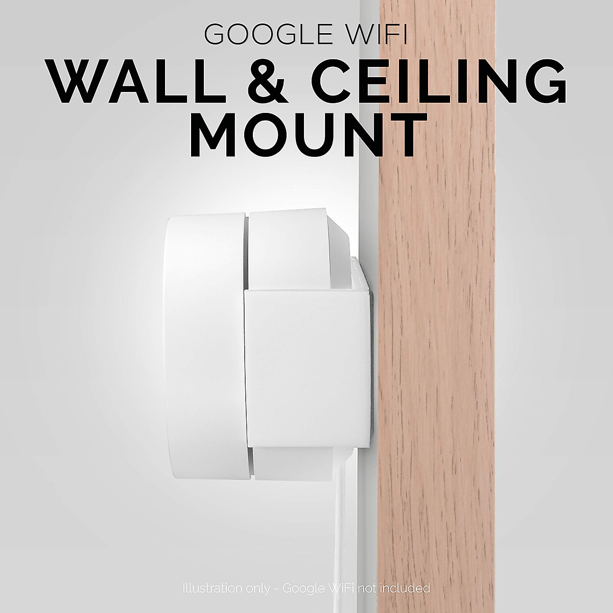 BRAINWAVZ Screwless Wall & Ceiling Mount for Google WiFi Home Mesh System Holder, No Tools Required, Easy to Install, No Mess, No Drilling, Strong VHB Adheasive Mount, White