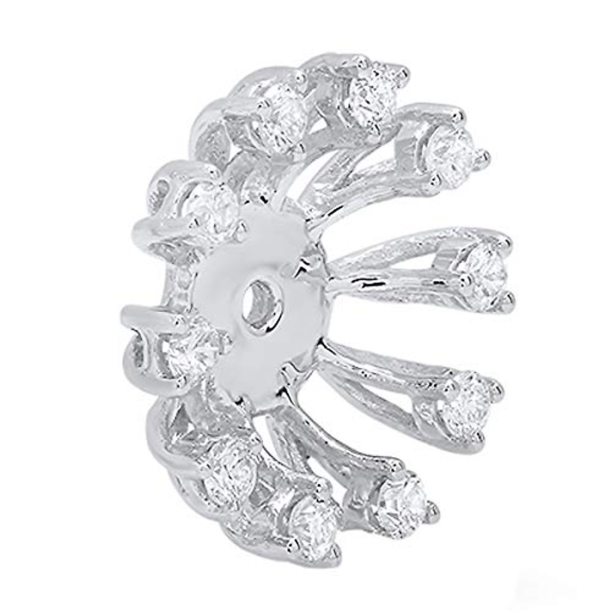 0.15 Carat (ctw) Round Diamond Removable Jackets For Stud Earring (Only 1pc), 14K White Gold