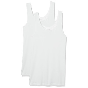 Amazon Essentials Women's Slim-Fit Tank, Pack of 2, White, Medium