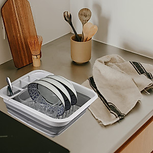HNZZZM Collapsible Dish Drying Rack, Convenient Storage Dishware Drain Rack Drain Hole at The Bottom Suitable for Kitchen and Station Wagon