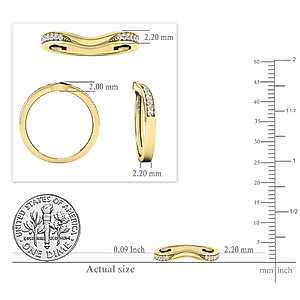 Dazzlingrock Collection 0.10 Carat (ctw) 14K Round Diamond Ladies Wedding Band Guard Ring 1/10 CT, Yellow Gold, Size 7.5
