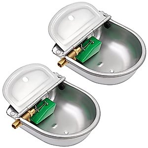 2 Set Automatic Dog Water Bowl Trough Waterer 304 Stainless Steel 2.5L Livestock Water Dispenser for Horses Cattles Goats Sheeps Dogs