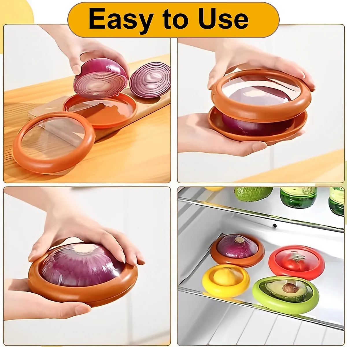 Yawpig Silicone Food Containers - Reusable Fruit & Veggie Storage Boxes (4 Pcs)