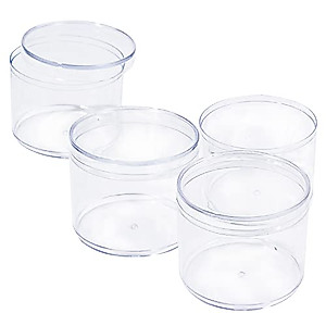 novelinks 40 Pack 8 Ounce Clear Plastic Pot Jars with Lids - Refillable Leak Proof Plastic Container Jars for Travel Storage & Household Storage (Circular)